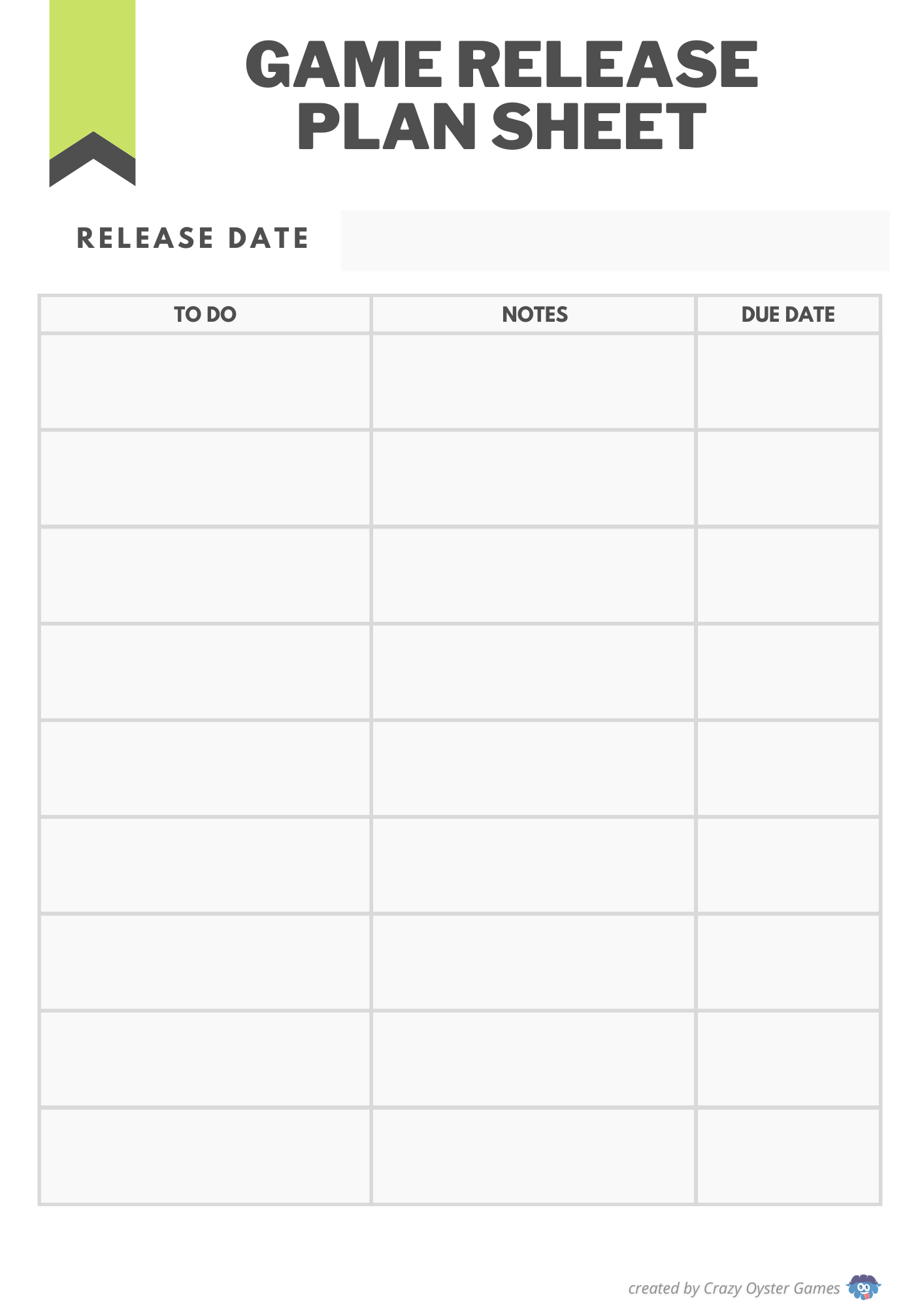 Mobile Game Release Plan + Free Sheet | Crazy Oyster Blog